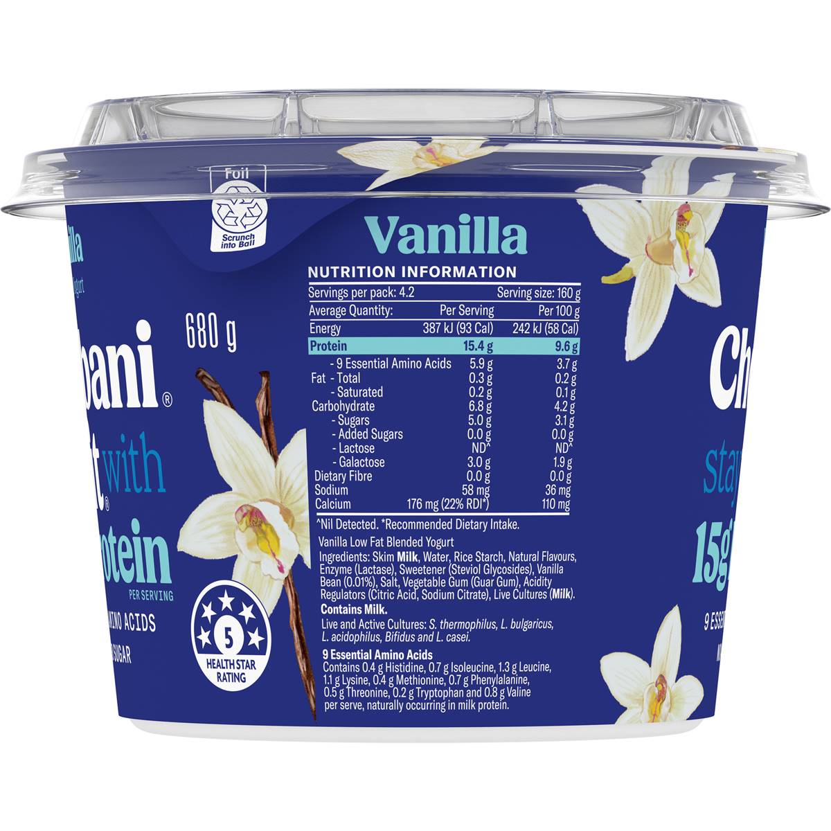 Chobani Fit Vanilla Greek Yogurt 680g | Woolworths