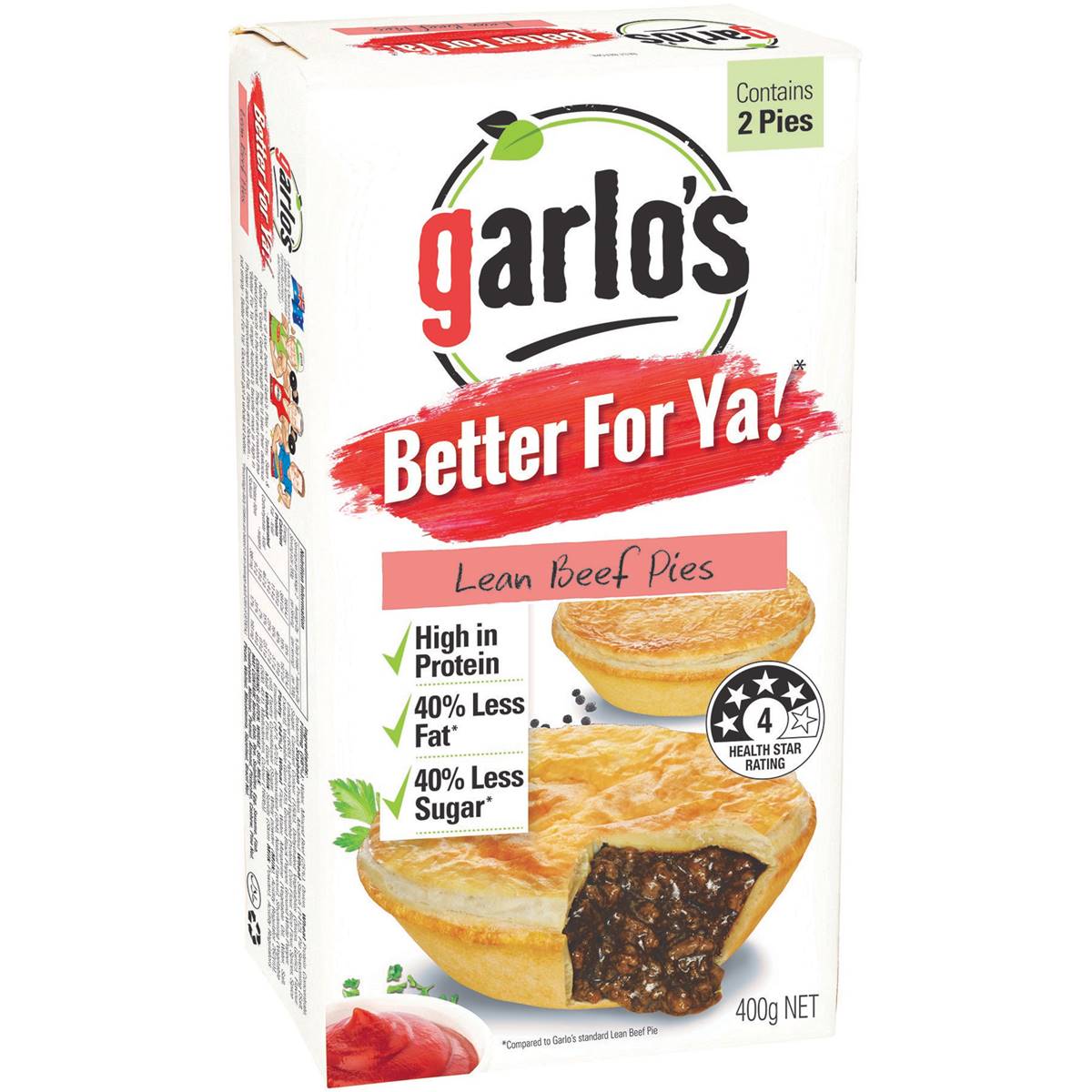 Garlo's Better For Ya Lean Beef Pies 2 Pack | Woolworths