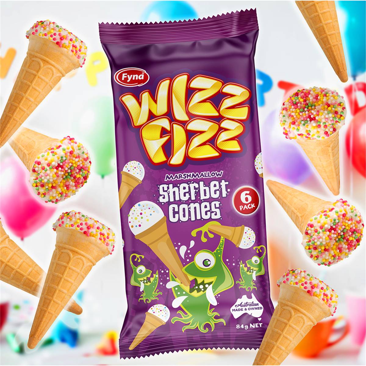 Wizz Fizz Marshmallow Sherbet Cones 84g | Woolworths