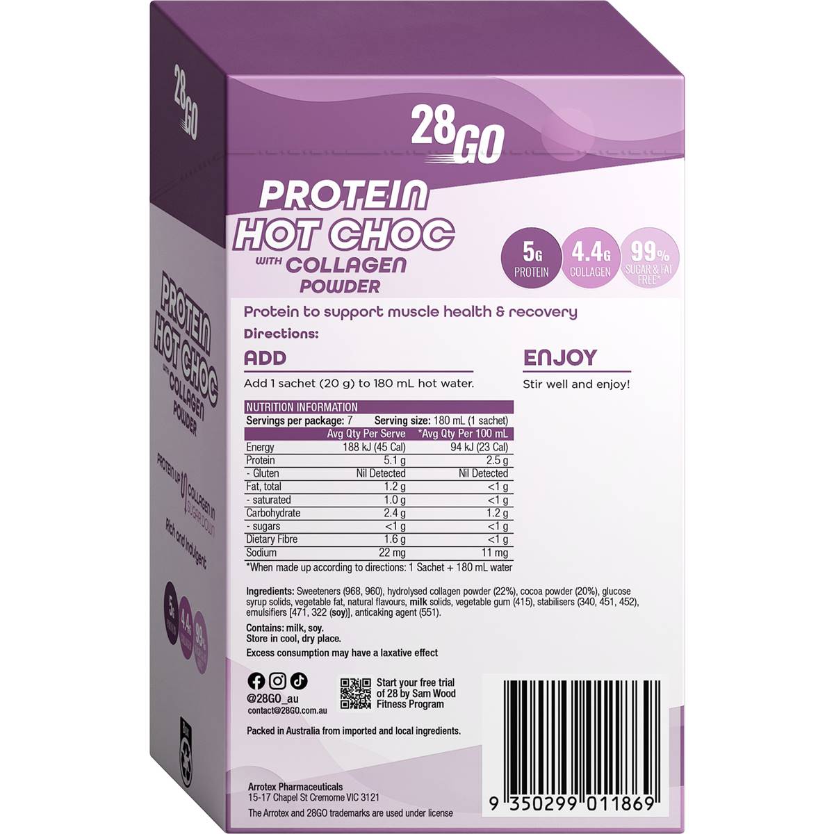 28go Protein Hot Choc With Collagen Powder 20g X 7 Pack | Woolworths