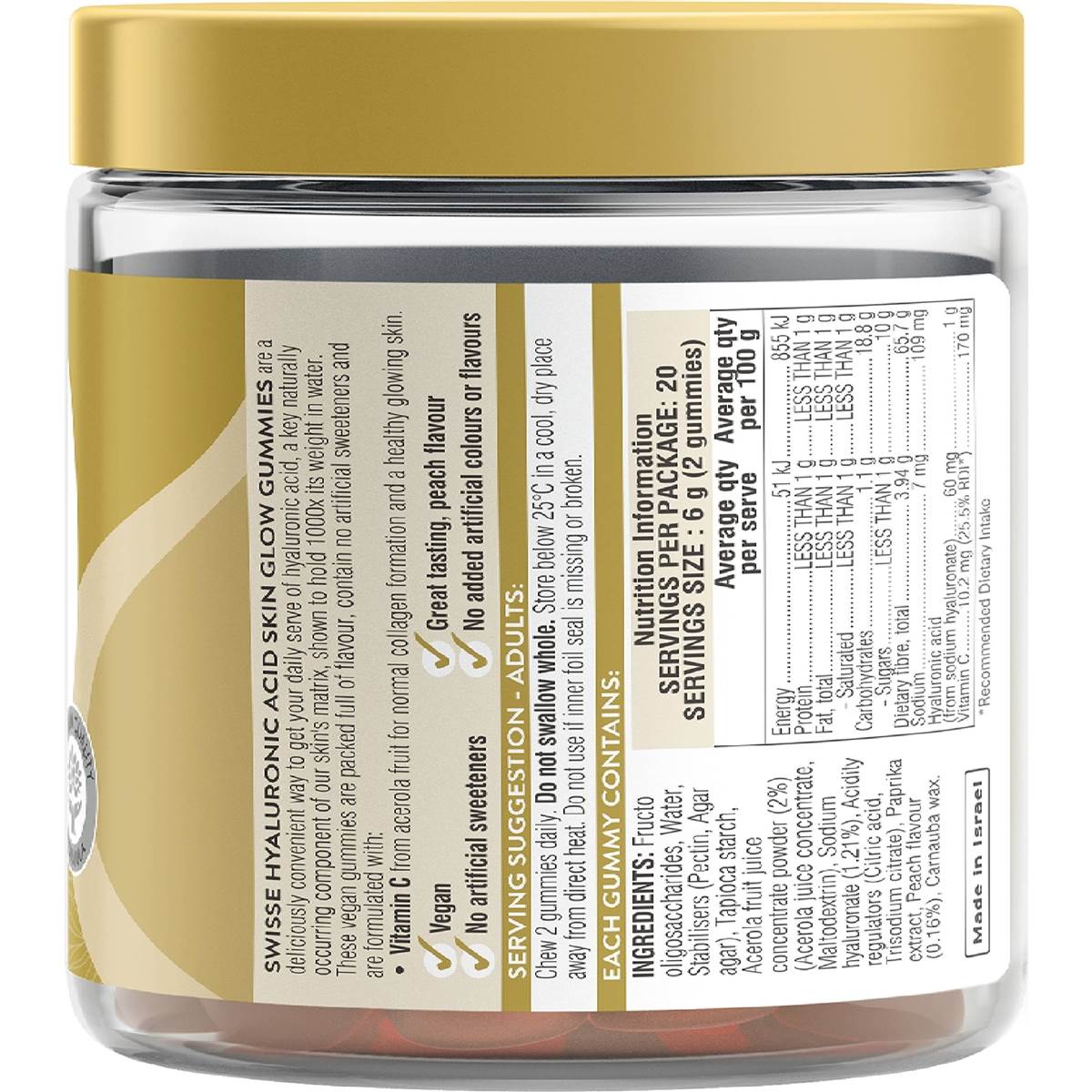 Swisse Hyaluronic Acid Skin Glow Gummies With Vitamin C 40 Pack ...