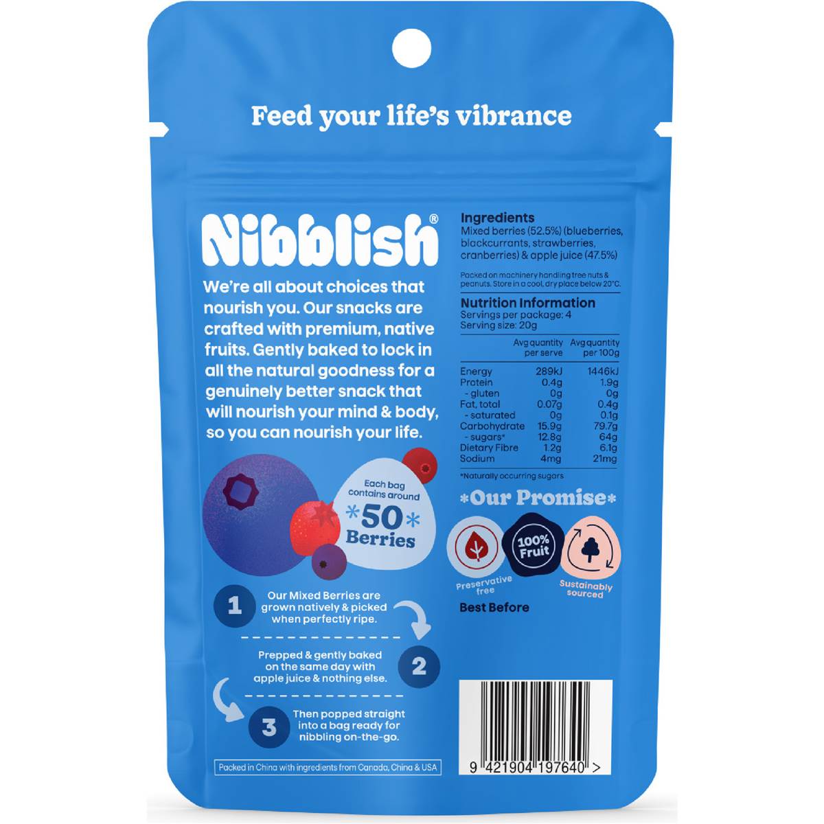 Nibblish Gently Baked Mixed Berries 80g | Woolworths