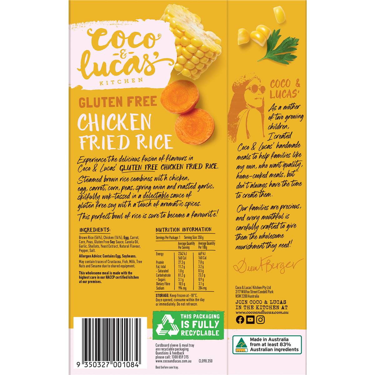 Coco & Lucas' Chicken Fried Rice Gluten Free 350g | Woolworths