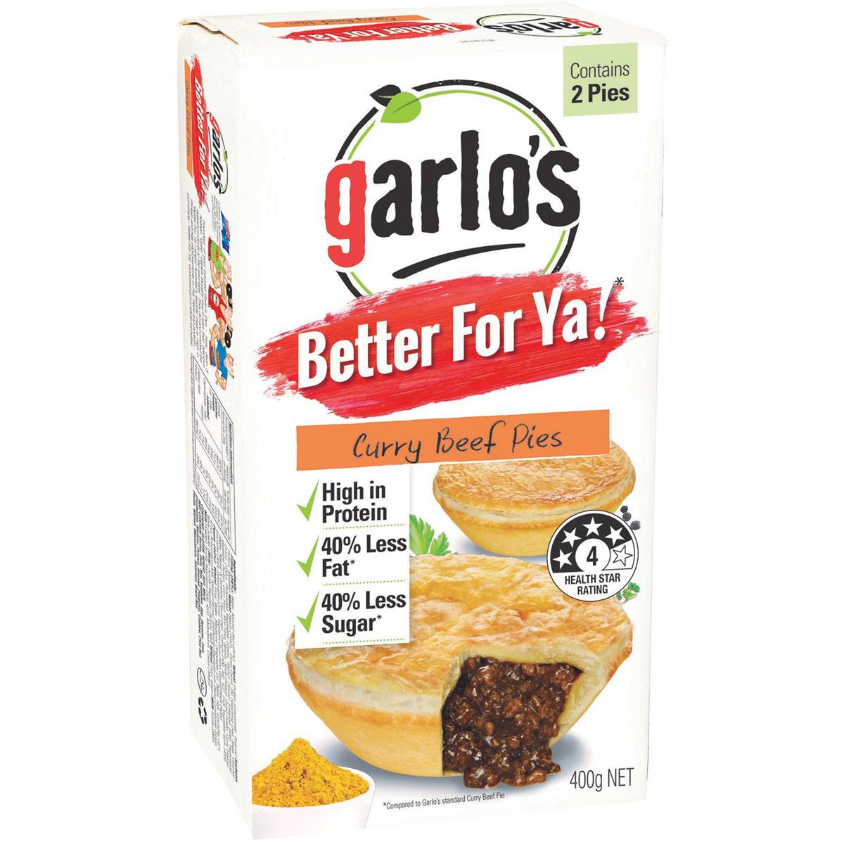 Garlo's Better For Ya Curry Beef Pies 2 Pack | Woolworths