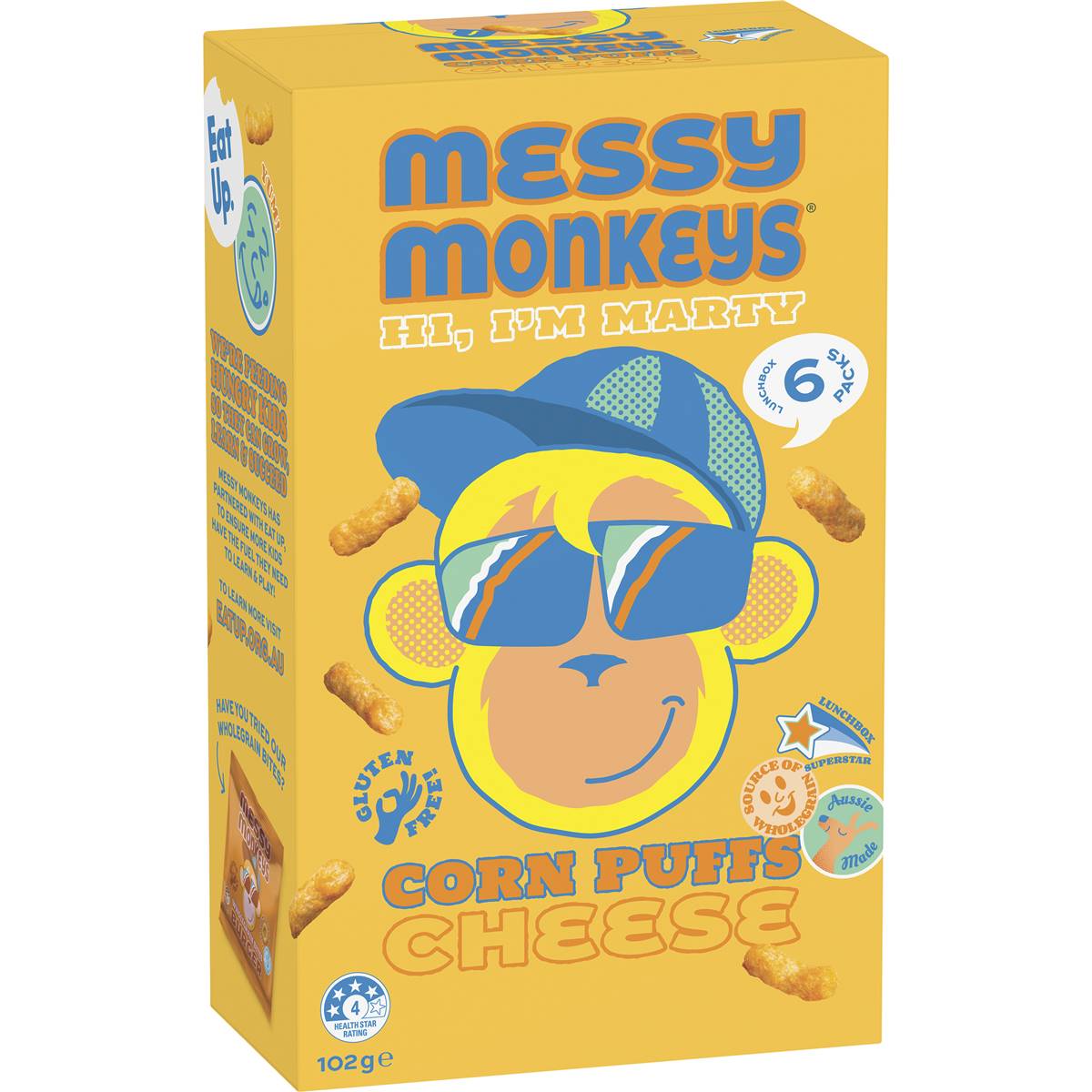 Messy Monkeys Corn Puffs Cheese 102g | Woolworths
