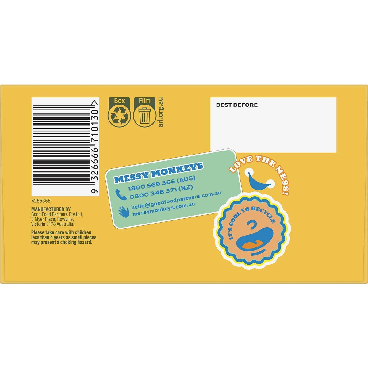 Messy Monkeys Corn Puffs Cheese 102g | Woolworths