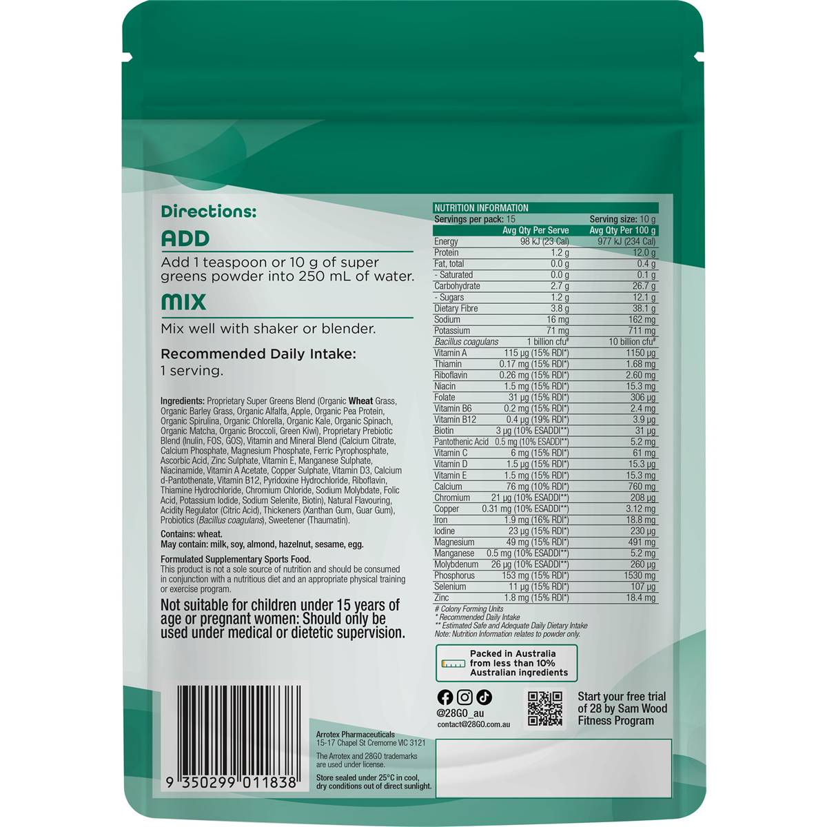 28go Super Greens Superfood Mix 150g | Woolworths