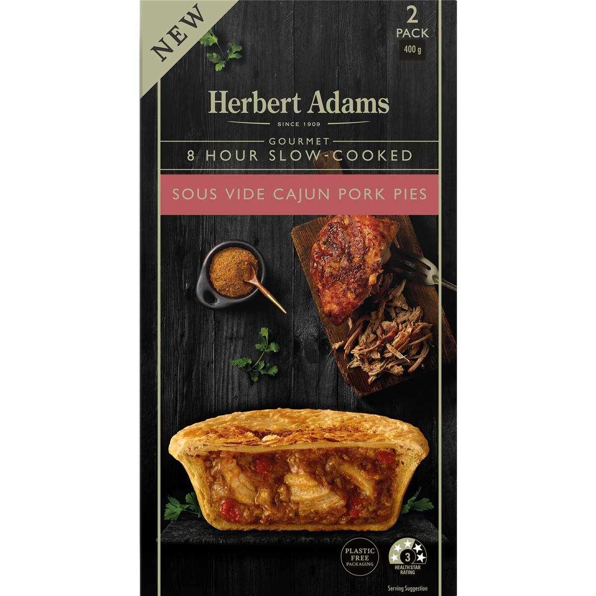 Herbert Adams Slow Cooked Sous Vide Cajun Pork Pies 2 Pack | Woolworths