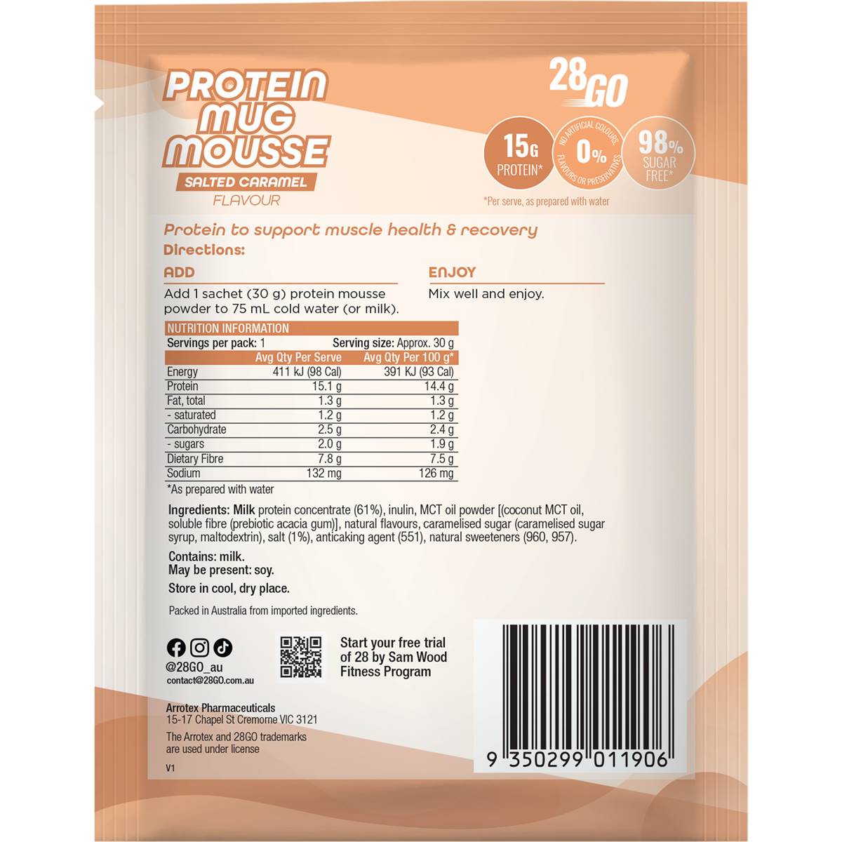 28go Protein Mug Mousse Salted Caramel 30g | Woolworths