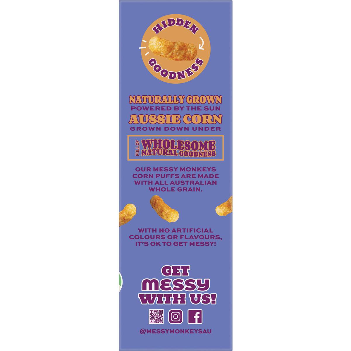 Messy Monkeys Corn Puffs Barbeque 102g | Woolworths