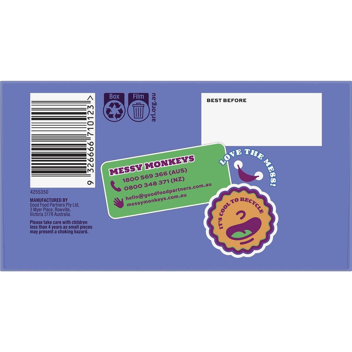 Messy Monkeys Corn Puffs Barbeque 102g | Woolworths