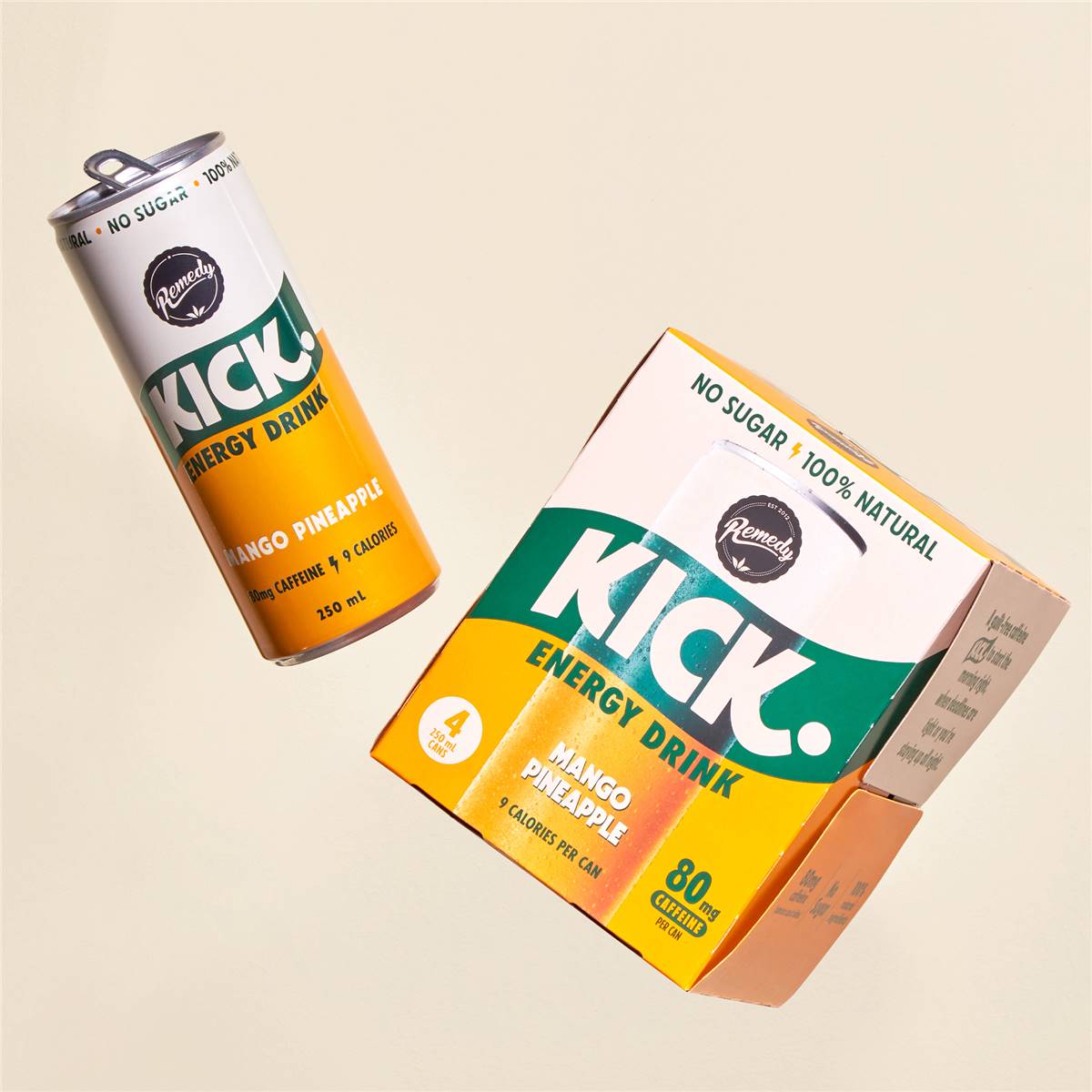 Remedy Kick Energy Drink Mango Pineapple Cans 250ml X 4 Pack | Woolworths