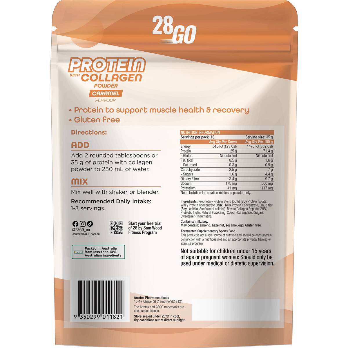 28go Protein With Collagen Powder Caramel 350g | Woolworths