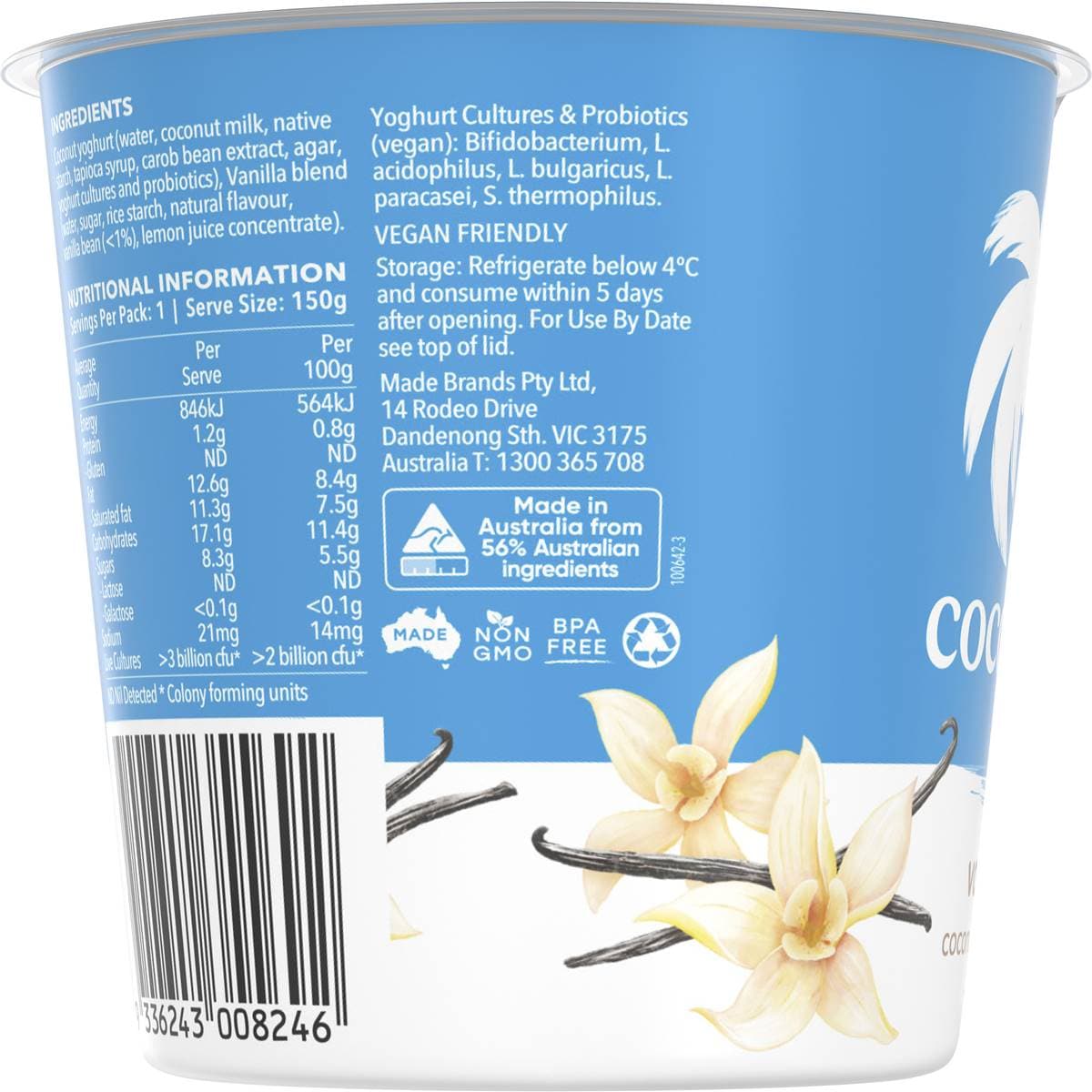 Cocobella Dairy Free Vanilla Coconut Yoghurt 150g | Woolworths
