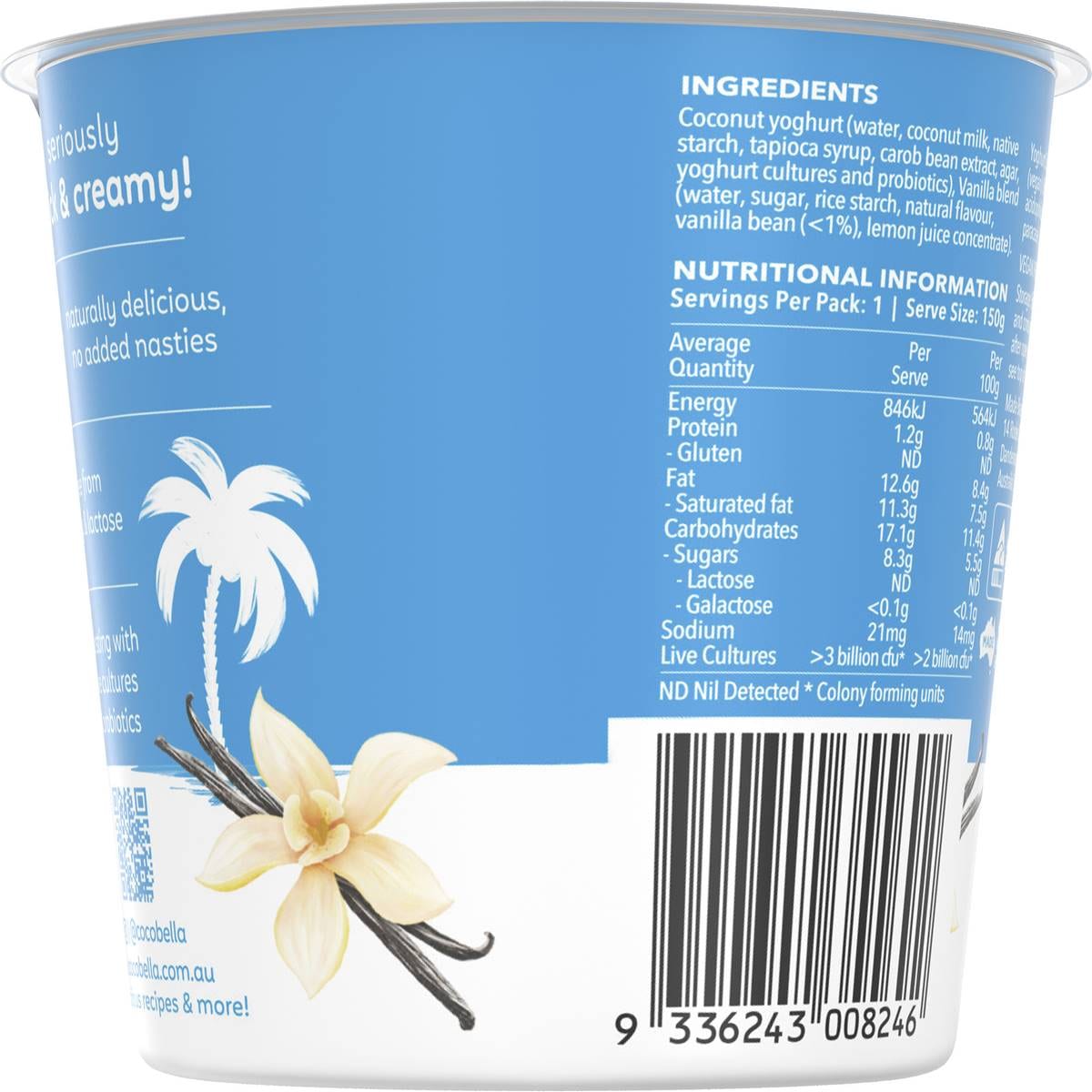 Cocobella Dairy Free Vanilla Coconut Yoghurt 150g | Woolworths