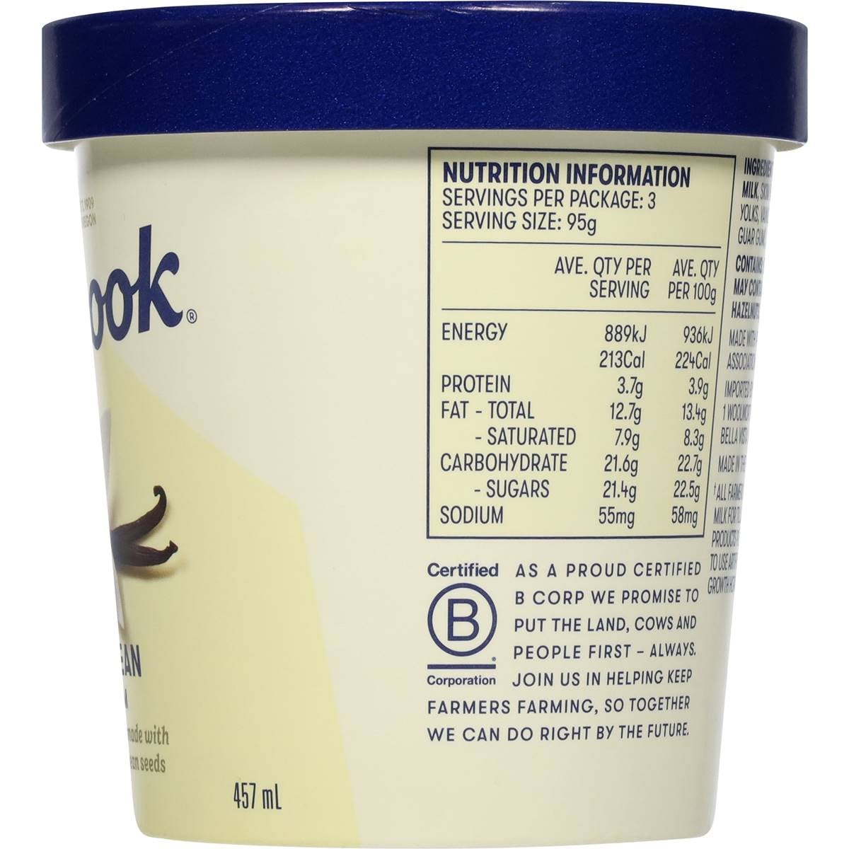 Tillamook Vanilla Bean Ice Cream 457ml | Woolworths