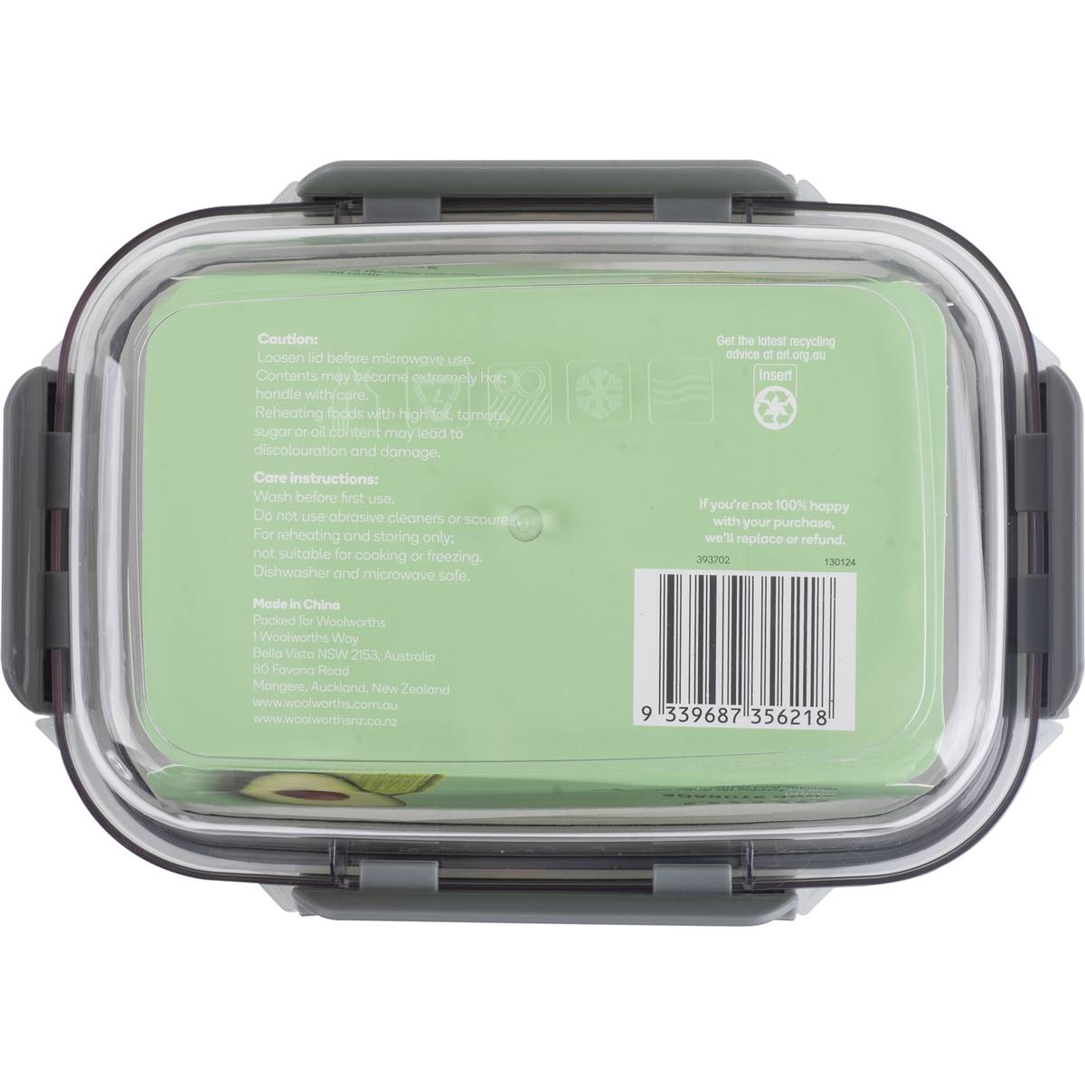 Mint Clip Lock Food Storage Container 880ml Each | Woolworths