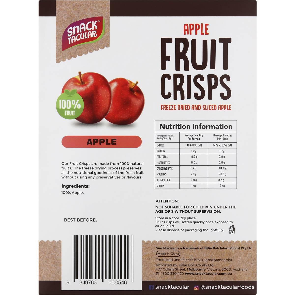 Snacktacular Apple Fruit Crisps 10g X 5 Pack | Woolworths