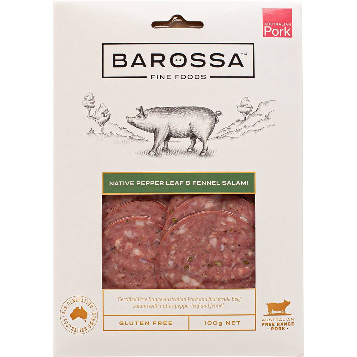 Barossa Fine Foods Native Pepper Leaf & Fennel Salami 100g | Woolworths