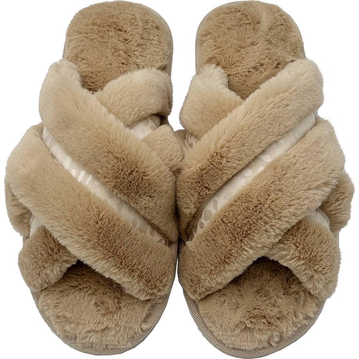 For Her Ladies Faux Fur Cross Slides Assorted Size 5/6 Each | Woolworths