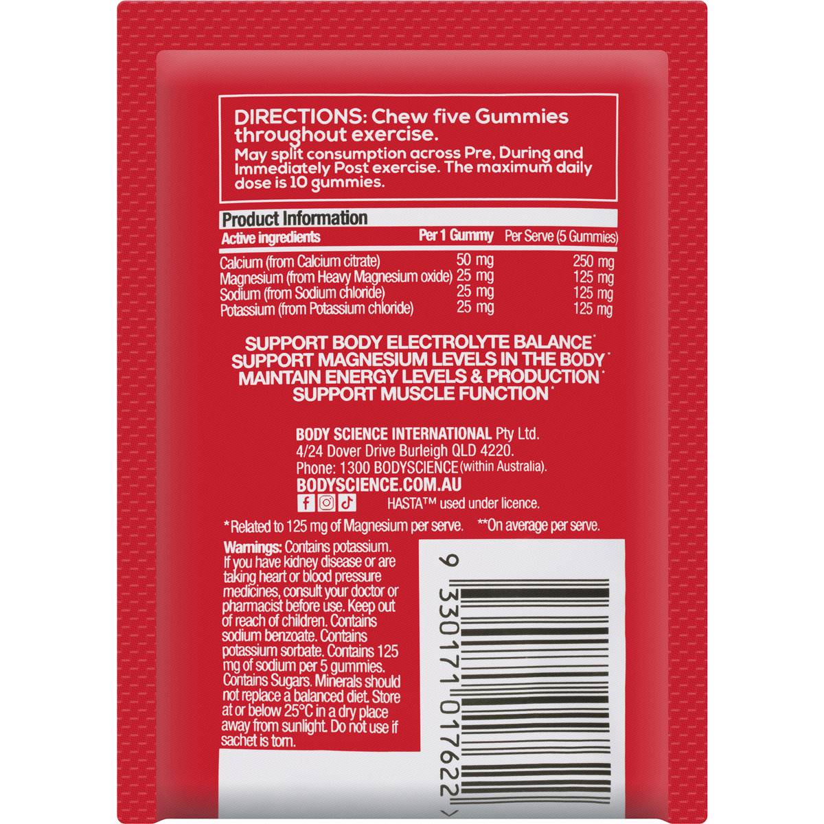 Bsc Electrolyte Gummies Red Berry Flavour Sachet 5 Pack | Woolworths