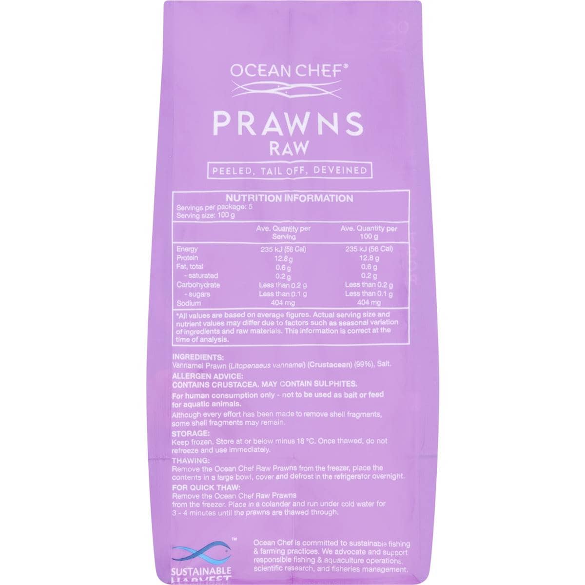 Ocean Chef Peeled Tail Off & Deveined Raw Prawns 500g | Woolworths
