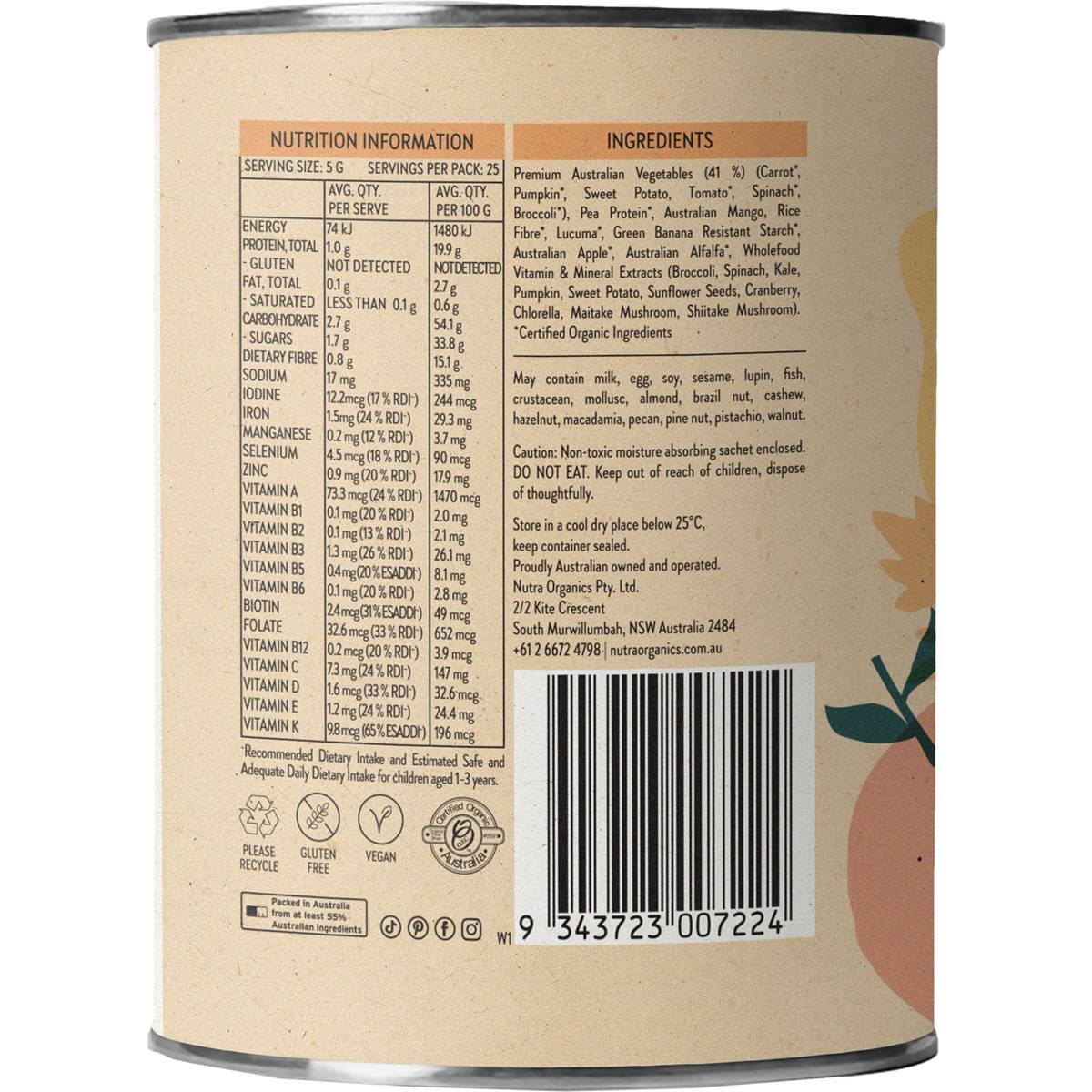 Nutra Organics Veggie Hero Nutritious Meal Booster 125g | Woolworths