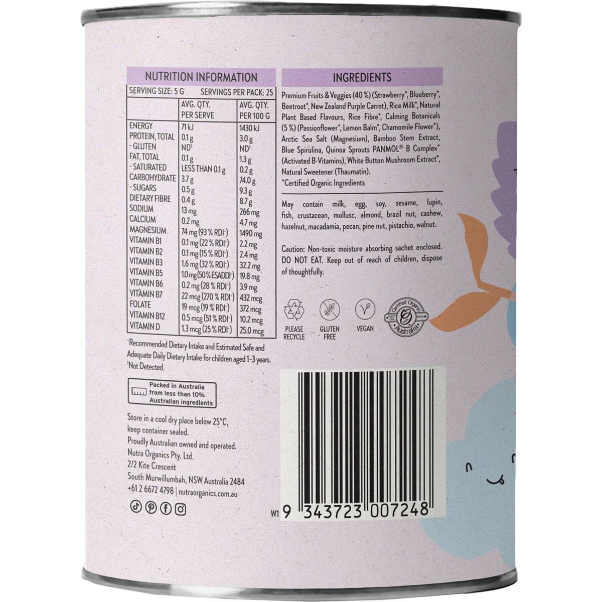 Nutra Organics Captain Calm Powder 125g | Woolworths