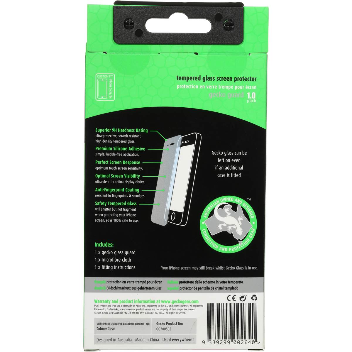 Gecko Guard Tempered Glass Screen Protector For Iphone 5 Or 5s Each ...
