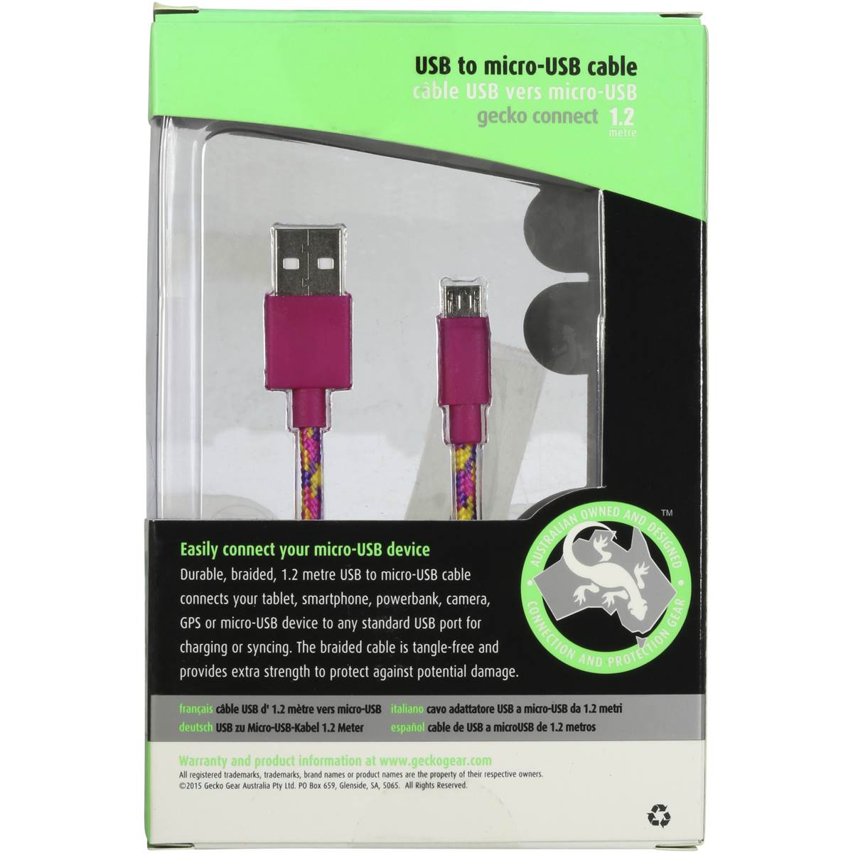 Gecko Usb To Micro Usb Braided Cabl1.2m | Woolworths