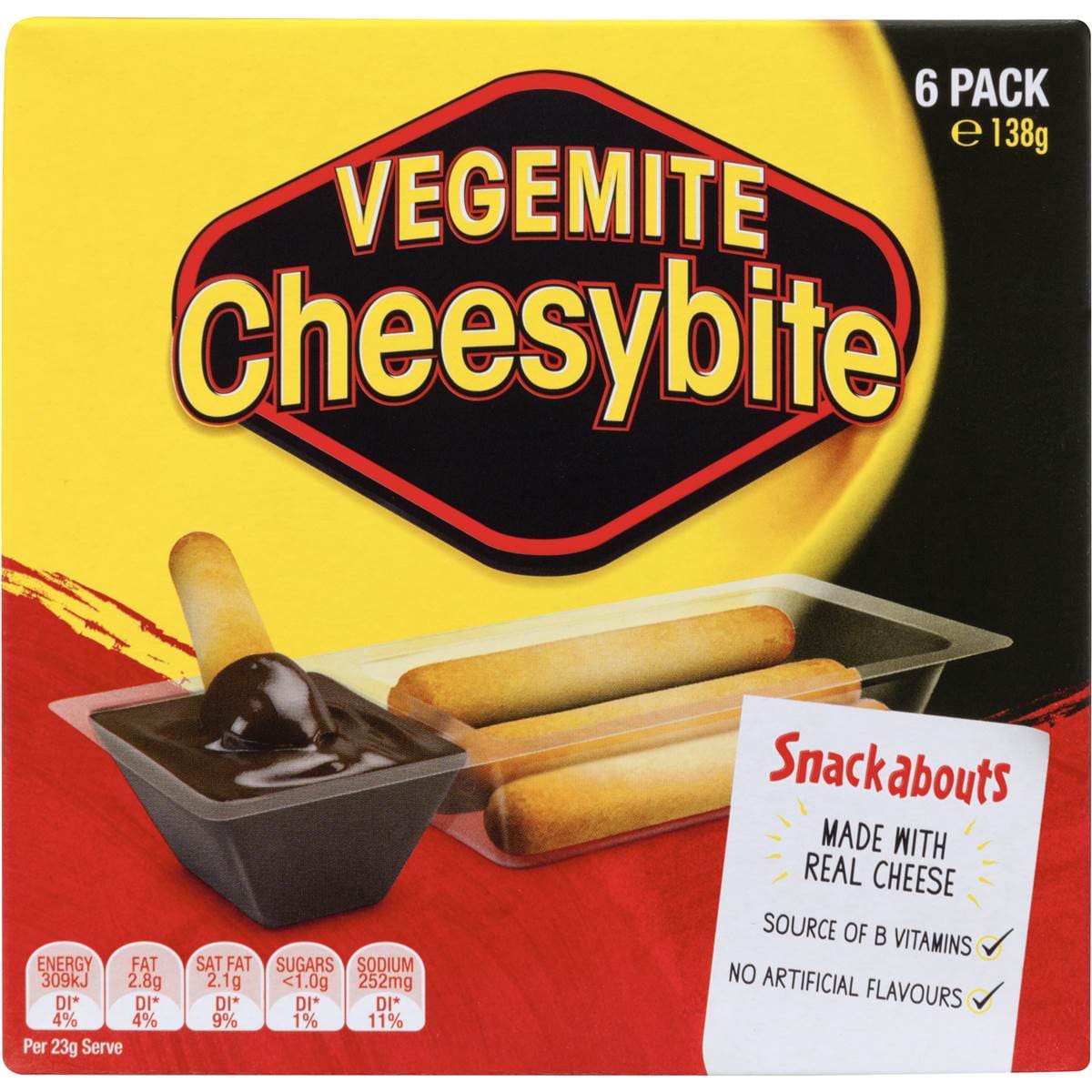 Kraft Snackabouts Vegemite Cheesybite 138g | Woolworths