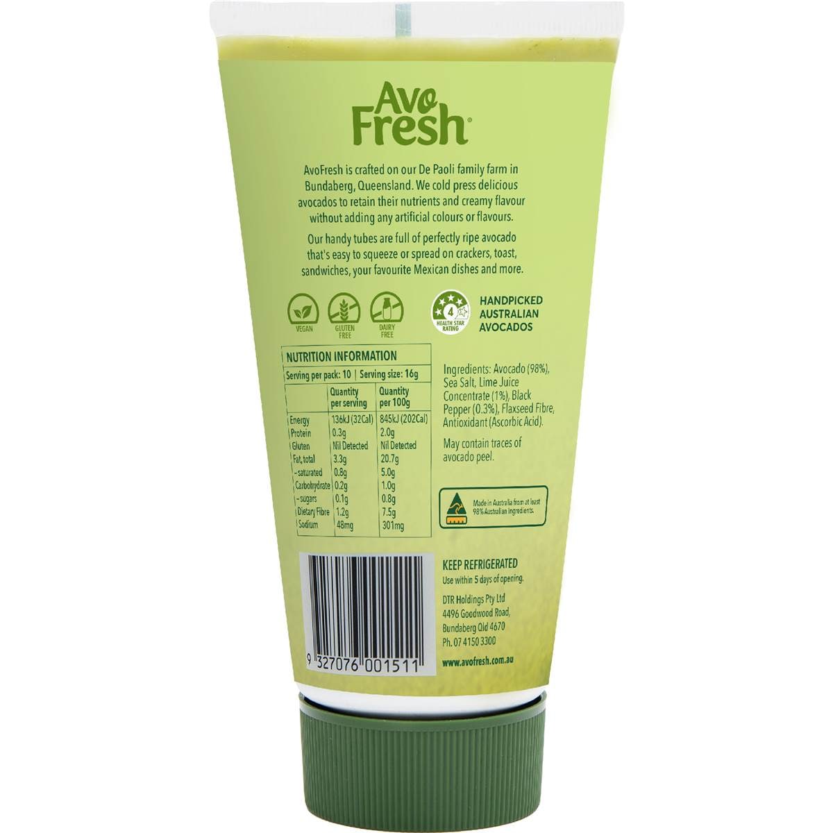 Avofresh Avocado Lime & Black Pepper Tube 160g | Woolworths