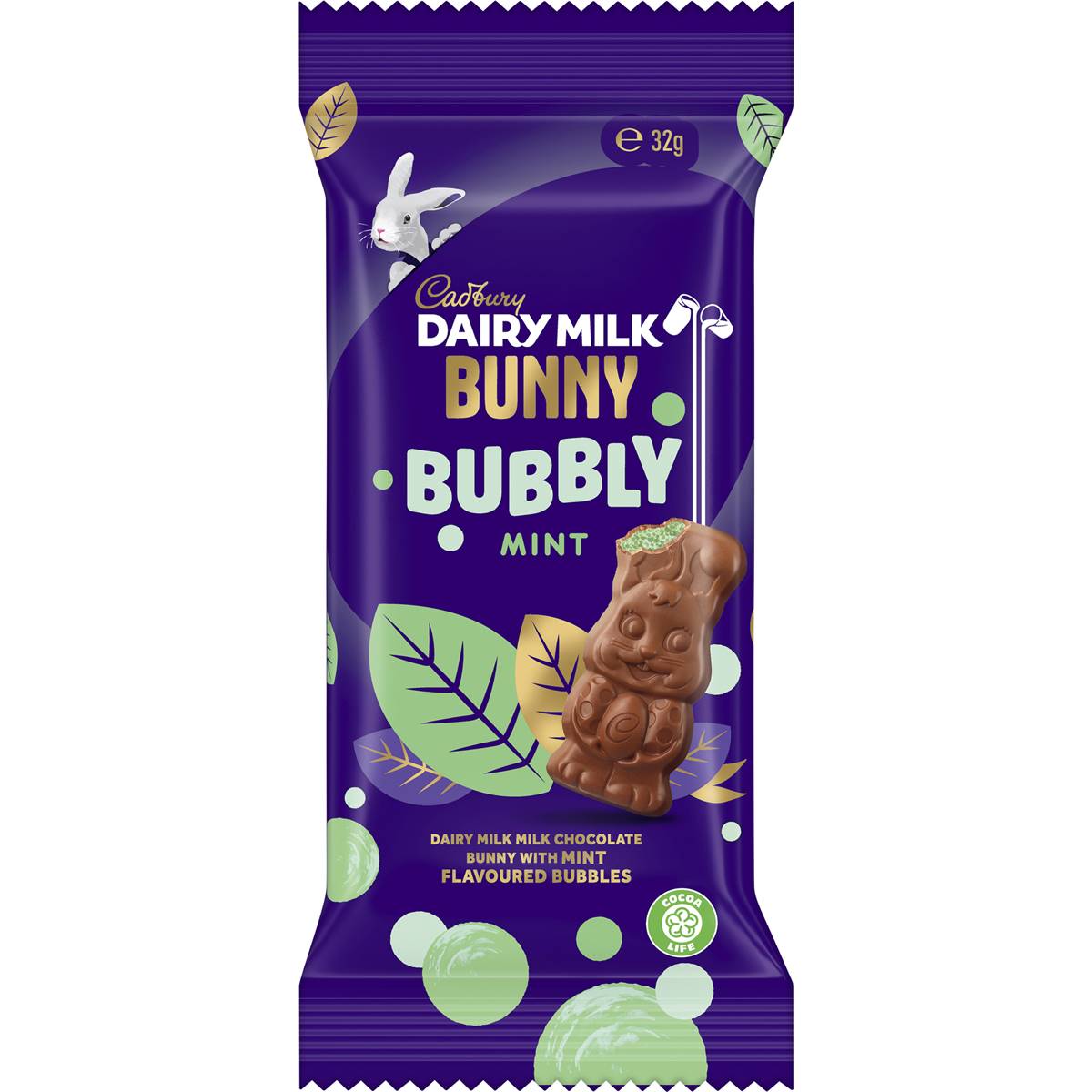Cadbury Bubbly Mint Chocolate Bunny 32g | Woolworths Cadbury Bubbly Mint Chocolate Bunny 32g | Woolworths