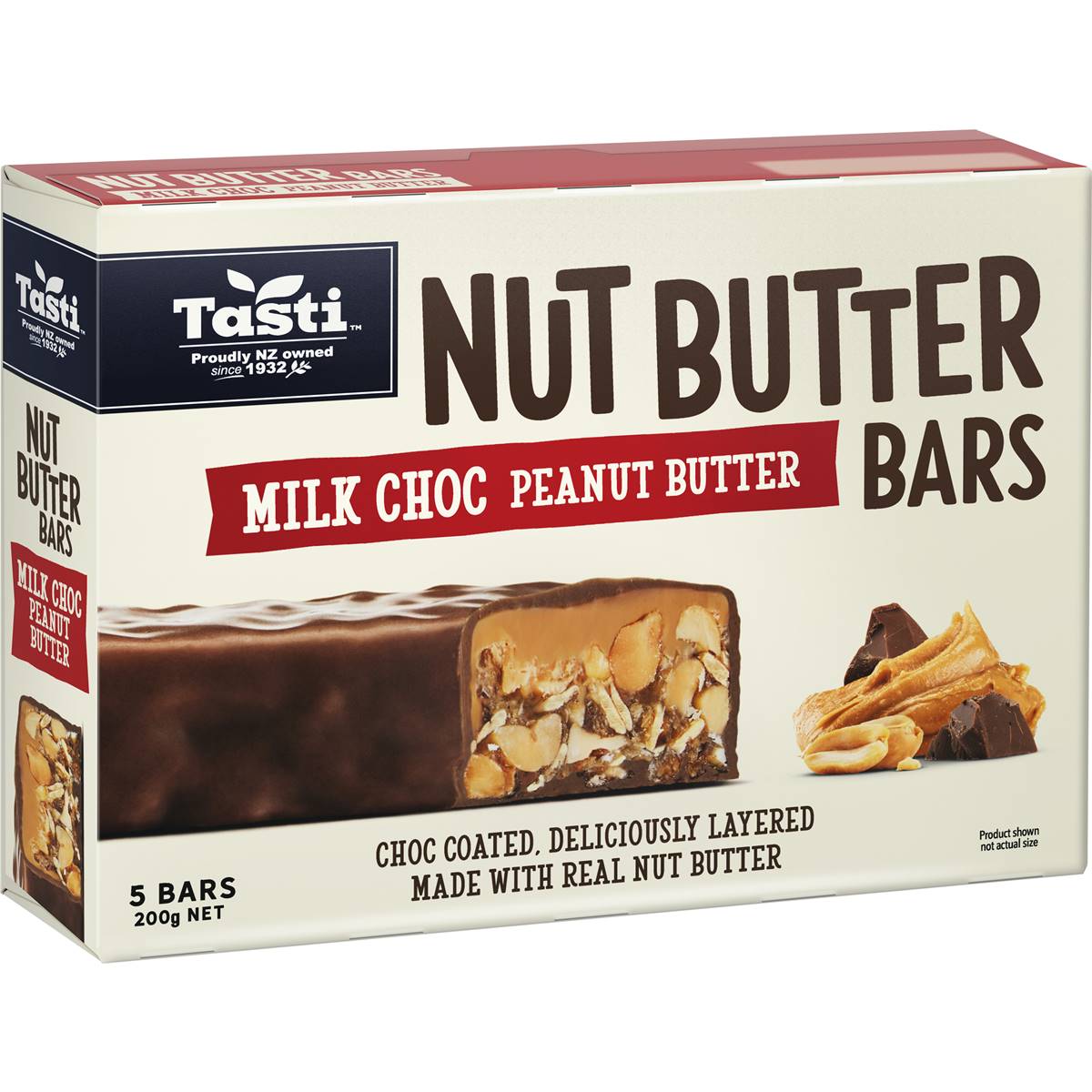 Tasti Nut Butter Bars Milk Choc Peanut Butter 200g | Woolworths