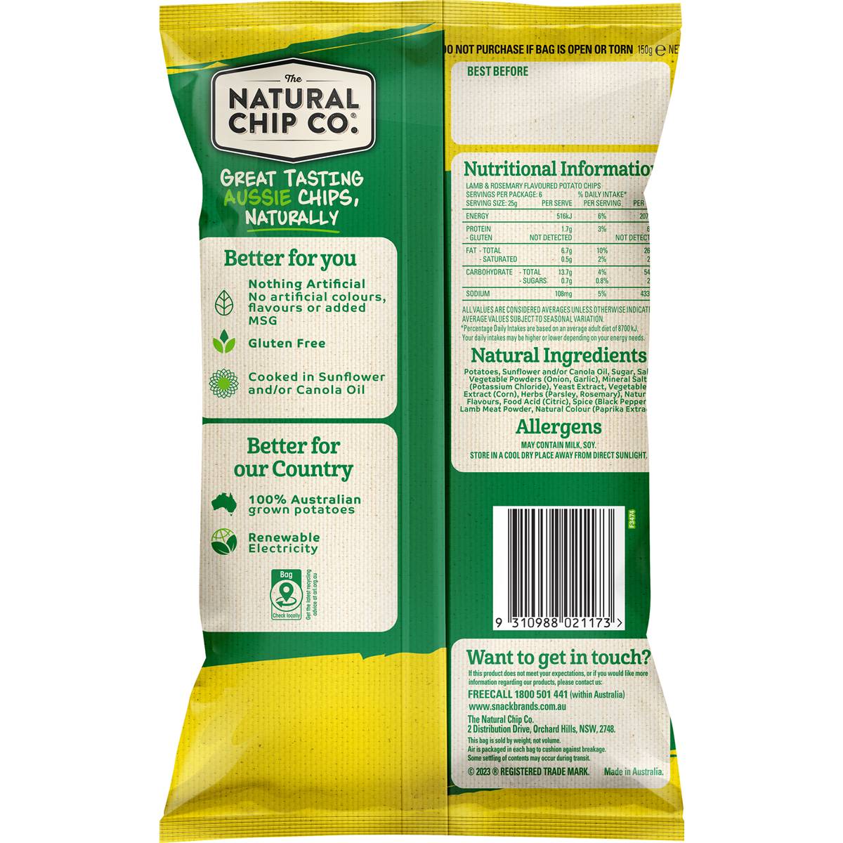 Natural Chip Co Lamb & Rosemary 150g | Woolworths