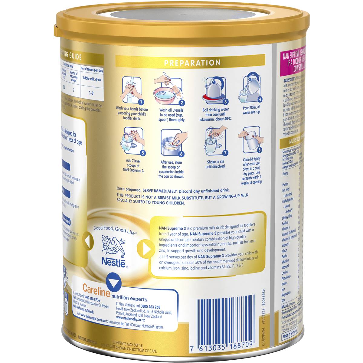 Nestle Nan Supreme 3 Toddler 12+ Months Milk Formula Powder 800g ...