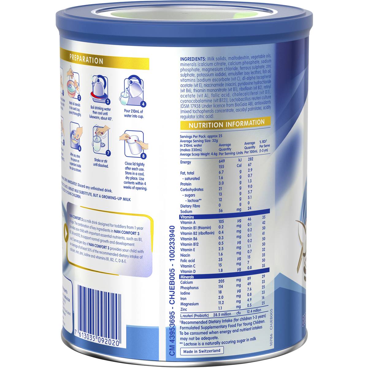 Nestle Nan Comfort 3 Toddler 12+ Months Milk Formula Powder 800g ...