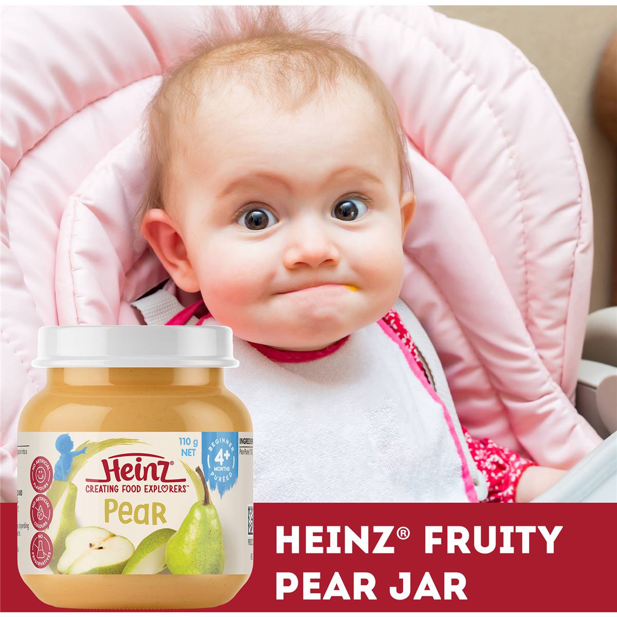 Heinz Baby Food Pear Puree 4+ Months 110g | Woolworths