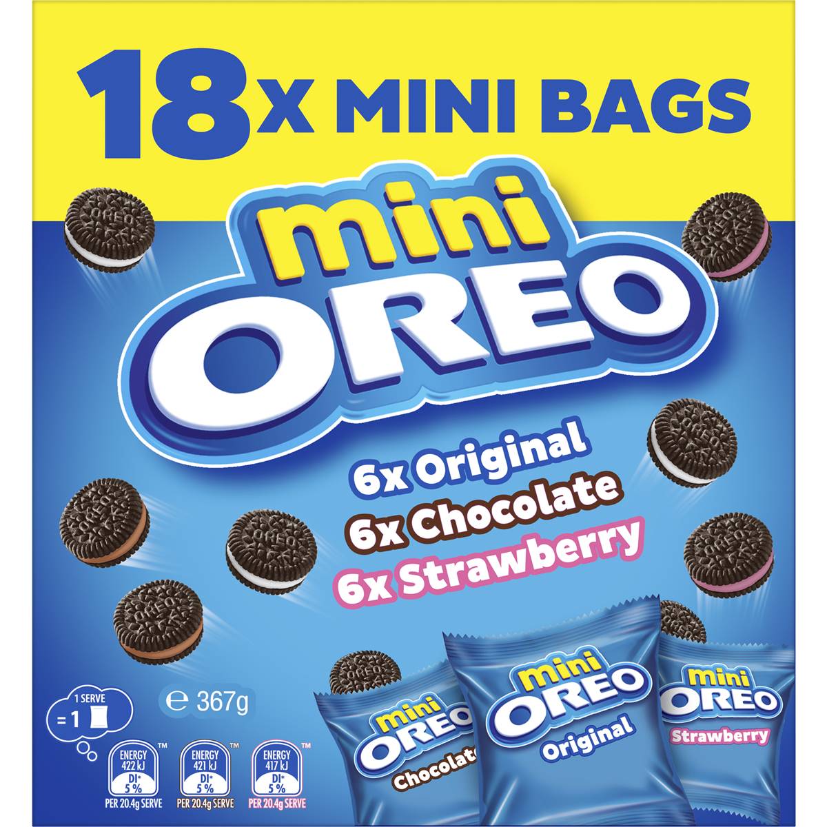 Oreo Minis Cookies Variety Bags 18 Pack 367g | Woolworths