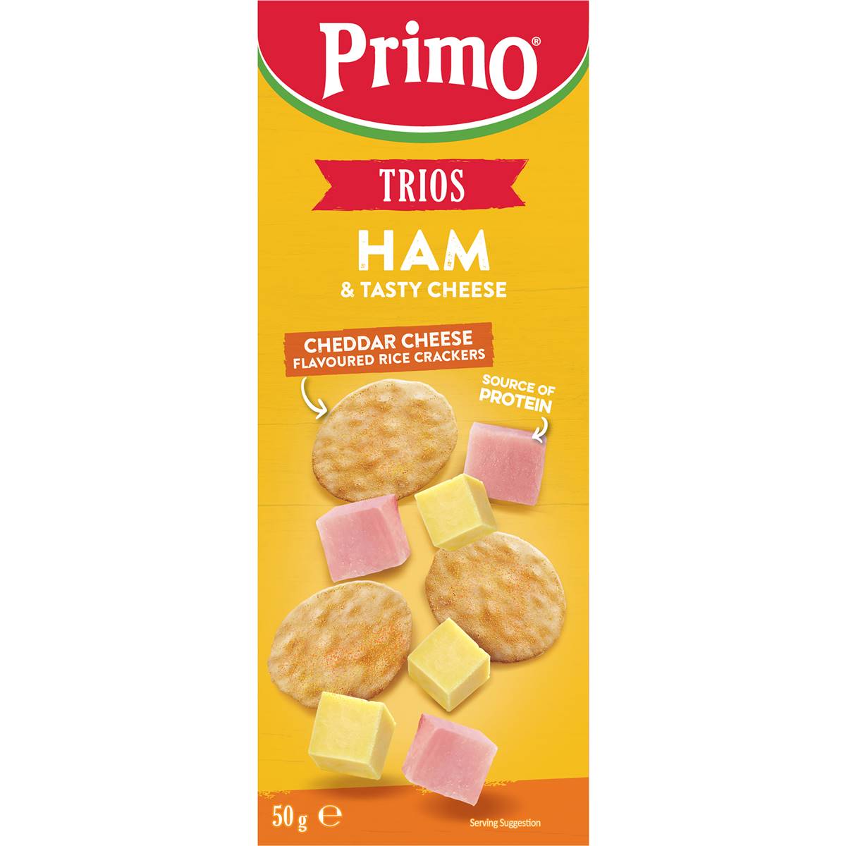 Primo Trios Ham & Tasty Cheese With Cheddar Cheese Crackers 50g ...
