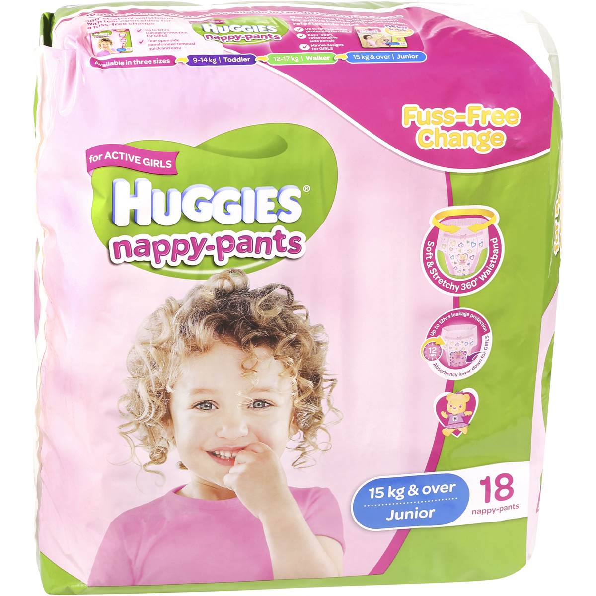 Huggies Nappy Pants Junior Girl 18pk Convenience | Woolworths