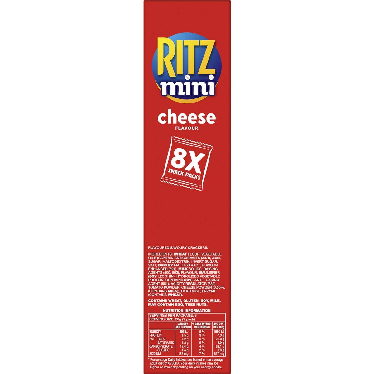 Ritz Mini Crackers Cheese Flavour Multipack 8 Pack | Woolworths