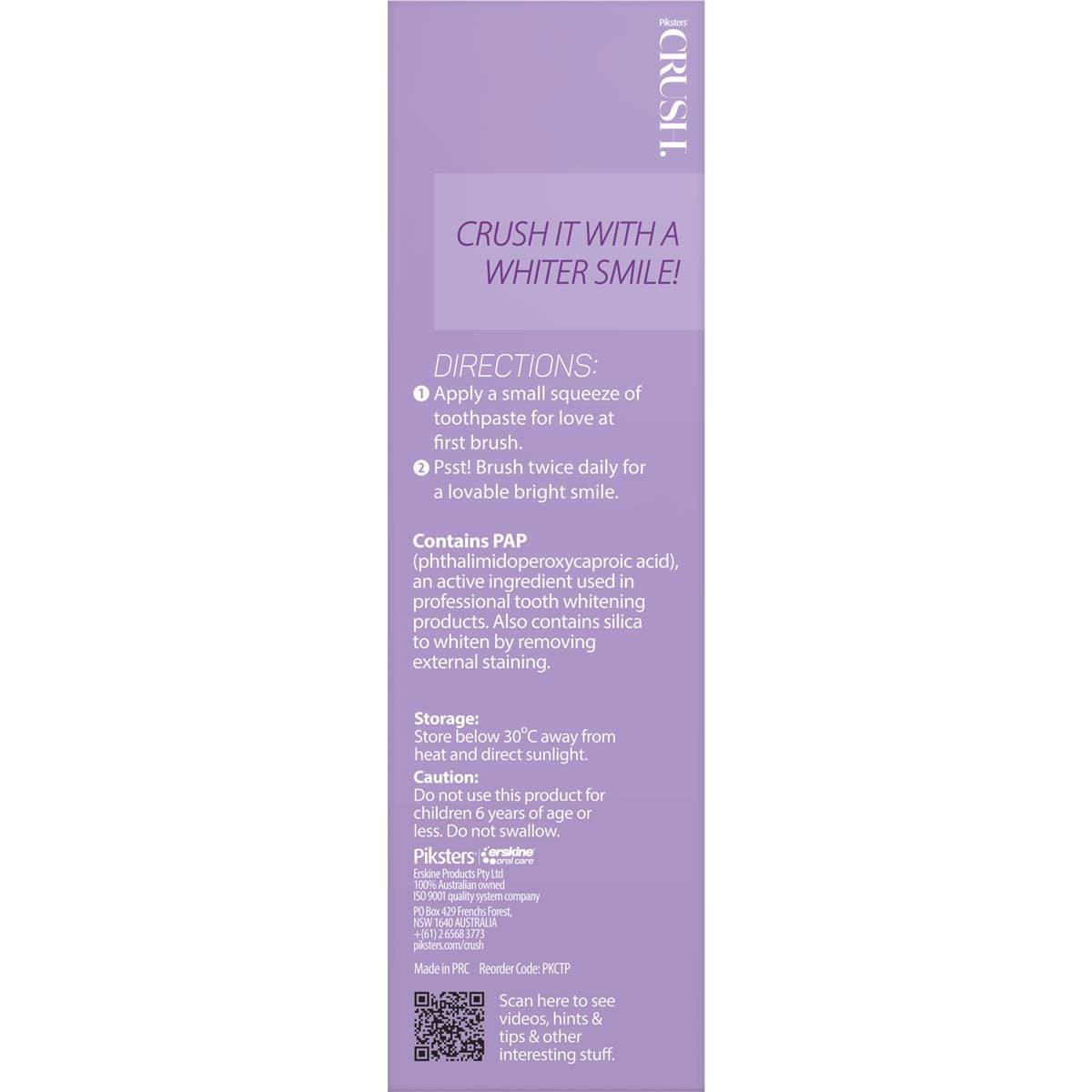 Piksters Crush Whitening Toothpaste Passionfruit 96g | Woolworths