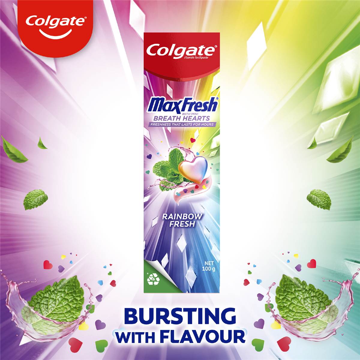 Colgate Max Fresh Toothpaste With Mini Breath Hearts Rainbow Fresh 100g ...