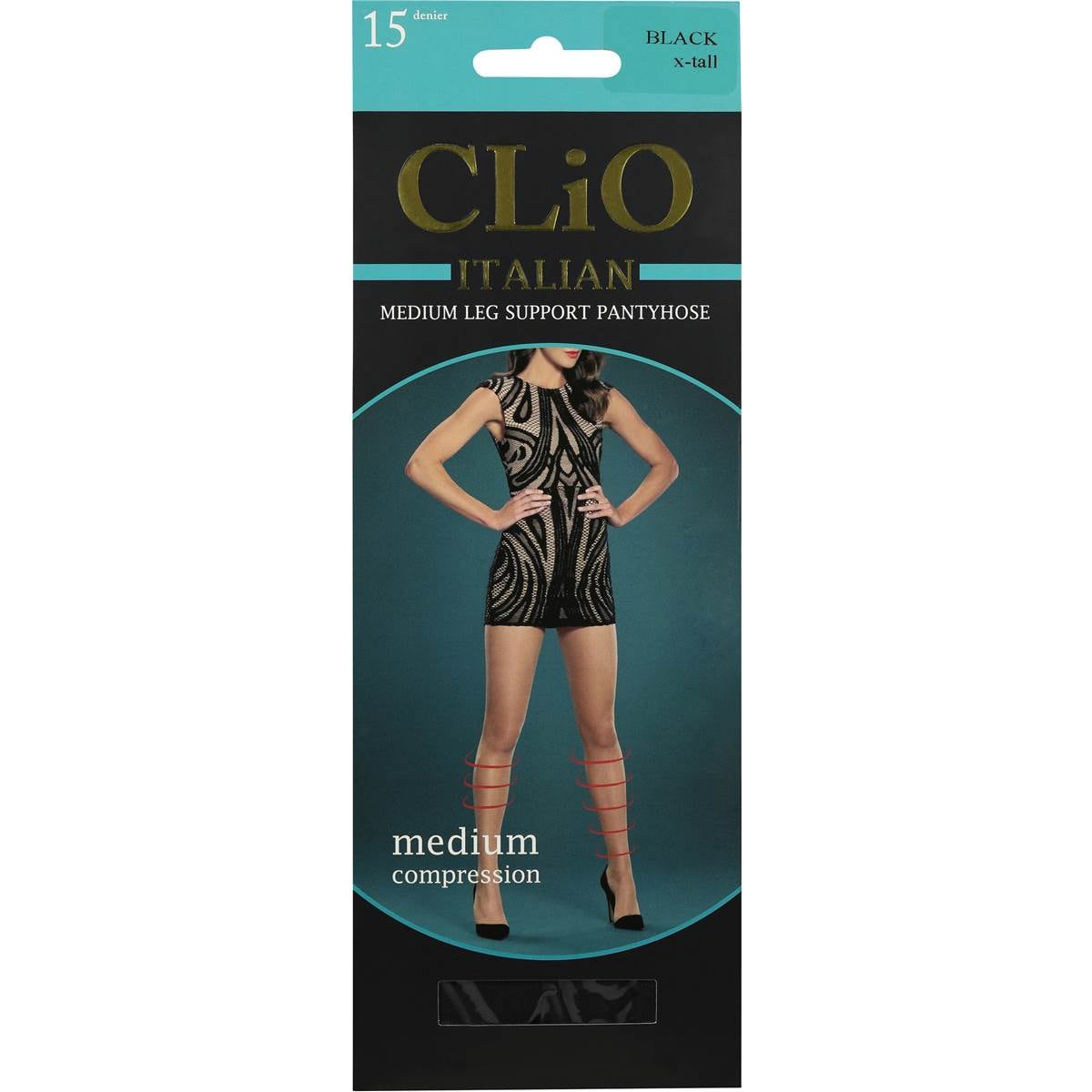 Clio Italian Medium Leg Support Pantyhose 15d Black Xtall Each | Woolworths