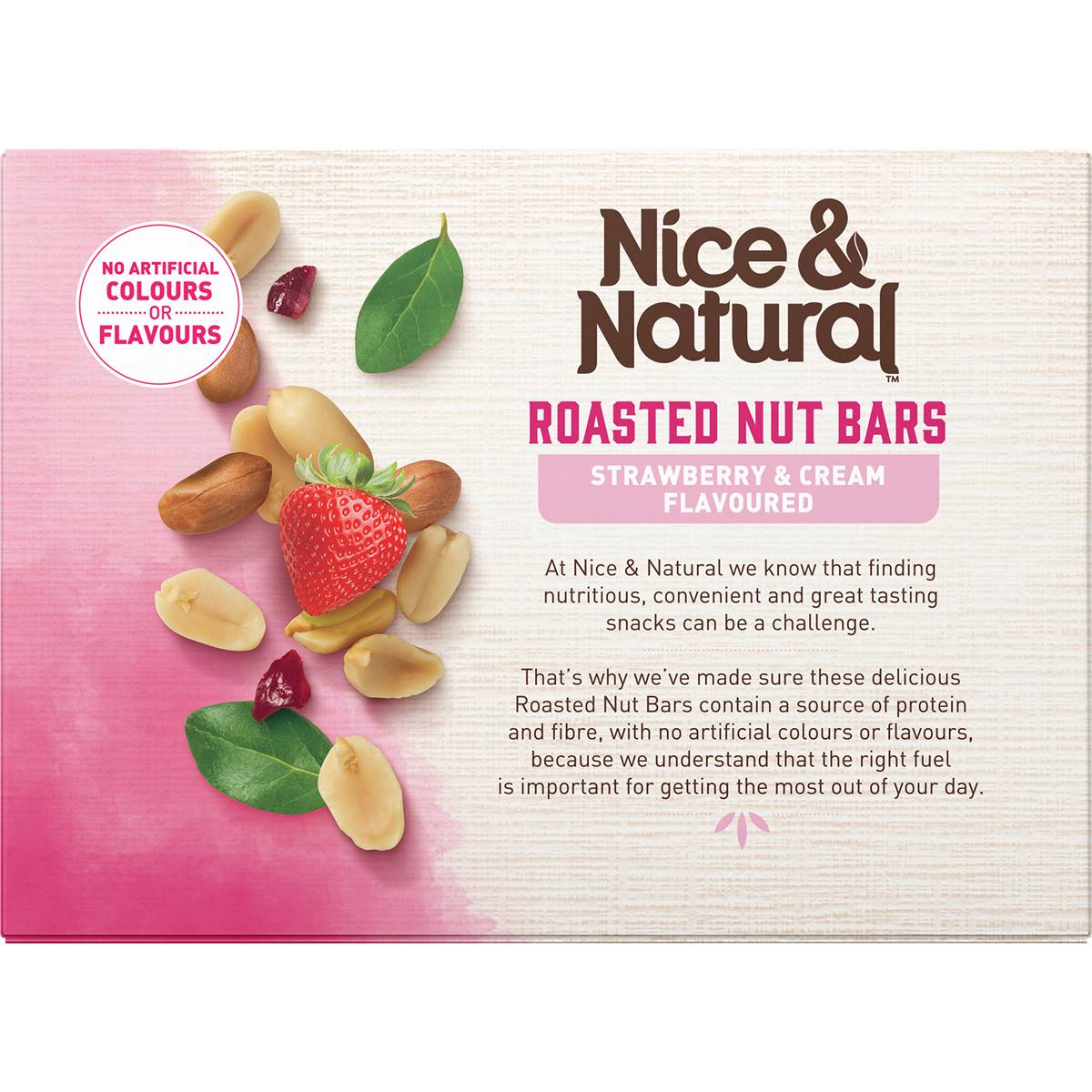 Nice & Natural Roasted Nut Bars Strawberry & Cream Flavoured 192g ...