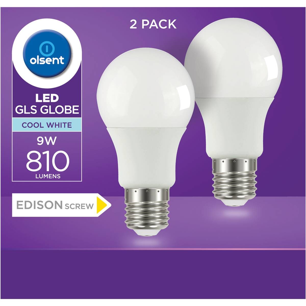 Olsent Led Gls Es 9w 810lm Cw 2 Pack | Woolworths