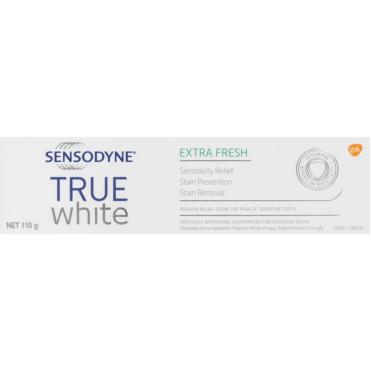 Sensodyne Toothpaste Sensitive Teeth True White Extra Fresh 110g ...