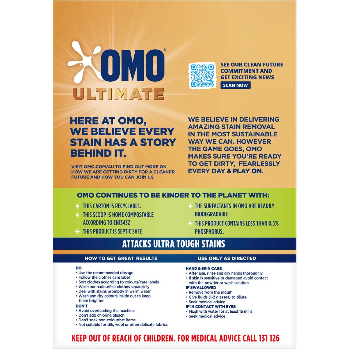 Omo Ultimate Laundry Detergent Washing Powder F&t Loader 5kg | Woolworths