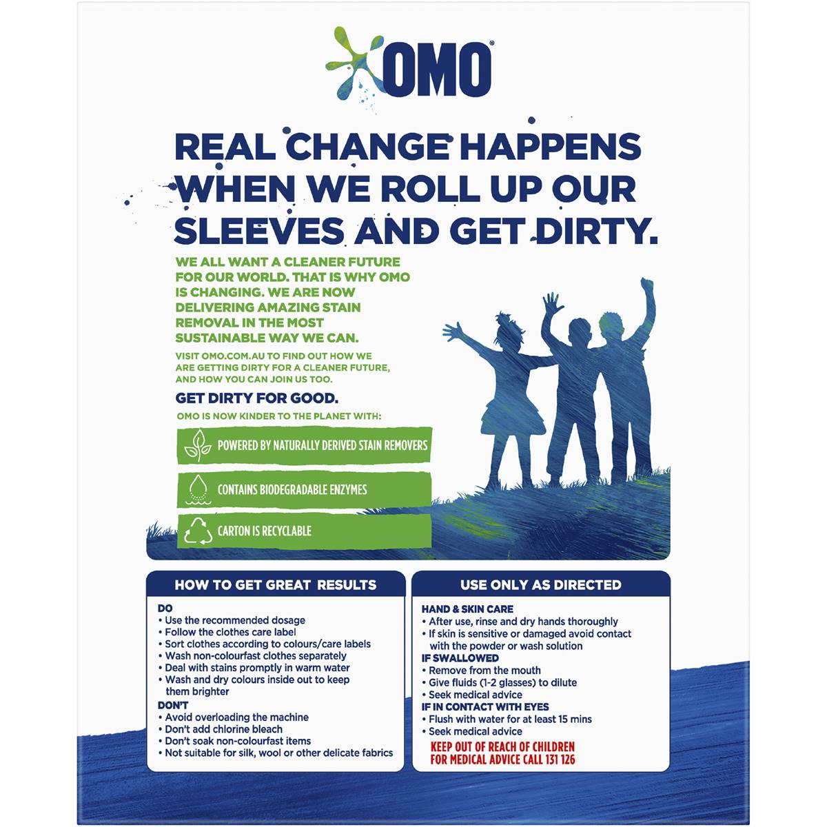 Omo Active Clean F&t Laundry Washing Powder Detergent 2kg | Woolworths